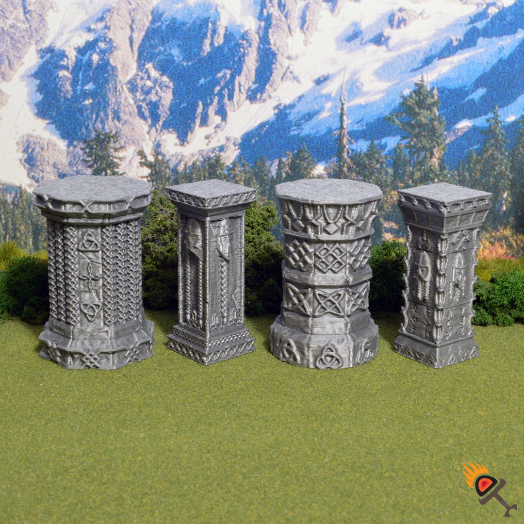 Dwarven Columns 15mm 28mm 32mm For Dandd Terrain Dnd Pathfinder