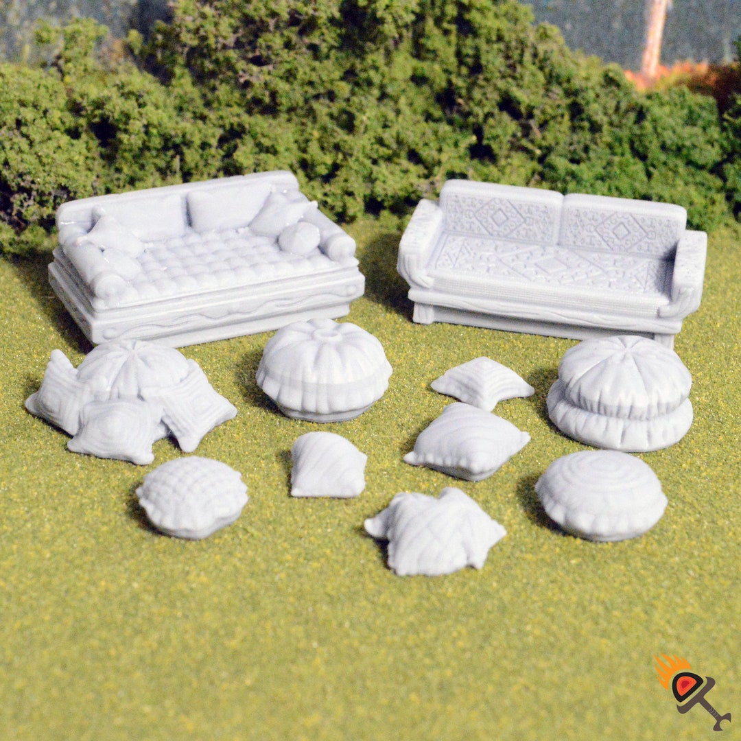Miniature Couches, Cushions and Pillows 28mm 32mm for D&D Terrain, Dnd ...