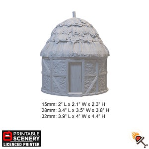 Miniature Medieval Round House With Thatch Roof for Dnd Terrain 15mm ...