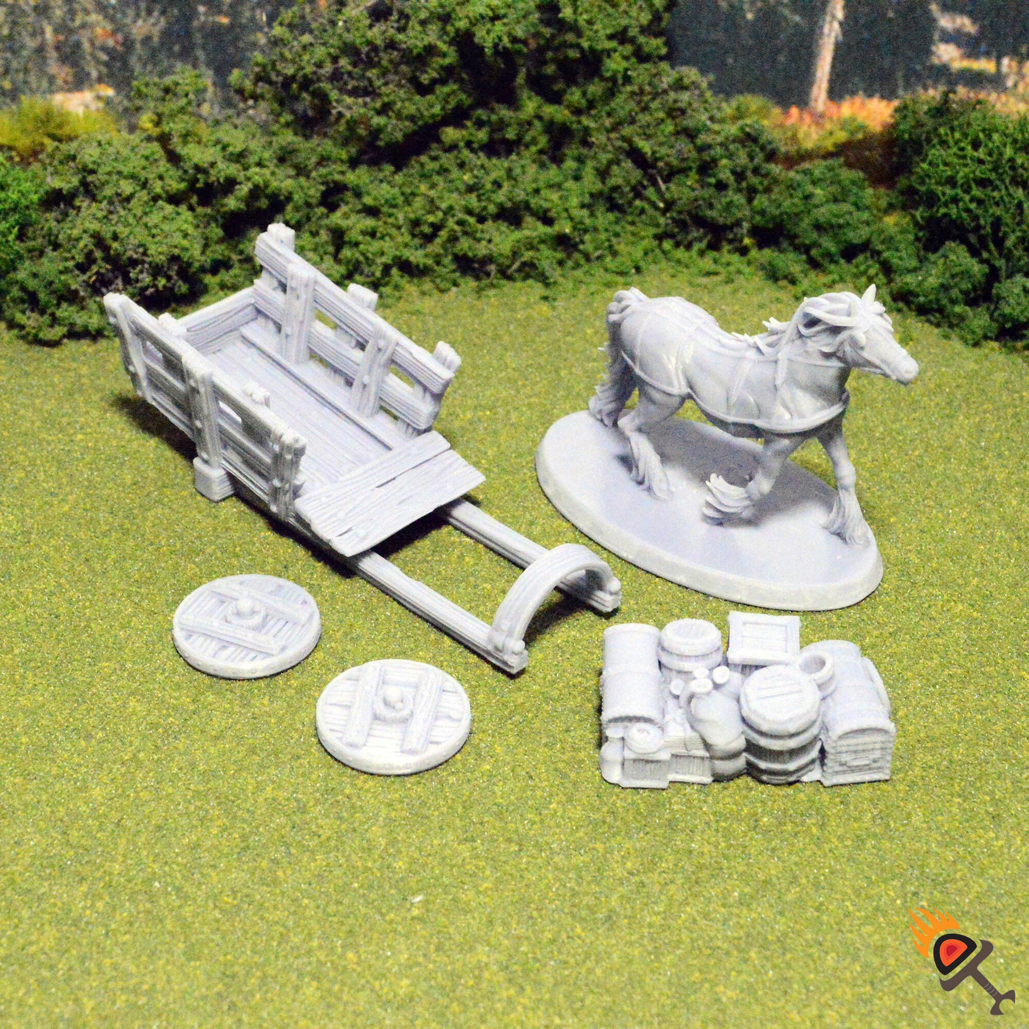 Harnessed Horse Wagon and Cargo 28mm for D&D Terrain Dnd - Etsy UK