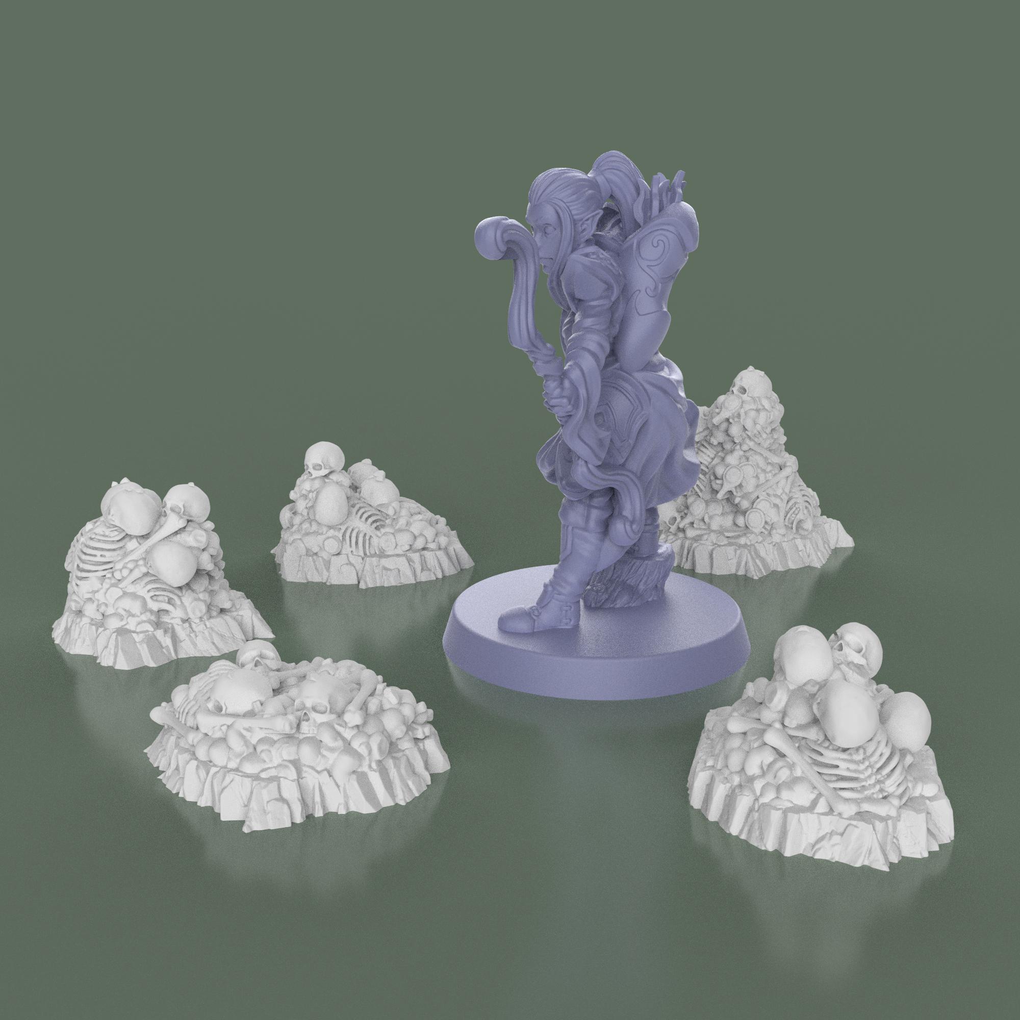 3D Printed Miniature Bone Piles for D&D, TTRPG, Fantasy Dioramas 15mm ...