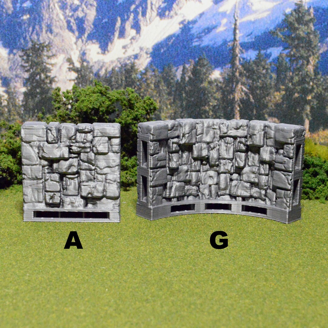 Heavy Stone Wall Tiles 28mm for D&D Terrain, Modular Openlock Building ...