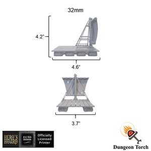 Pirate Raft 28mm 32mm for D&D Terrain, Dnd Pathfinder Coastal, Blood ...