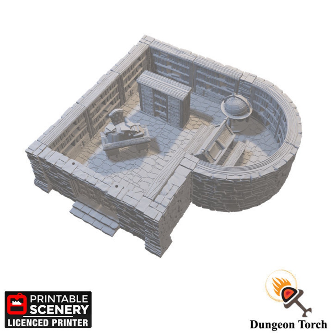 Library Bookshop 28mm for D&D Terrain, Dnd Pathfinder Bookcases Scribe ...