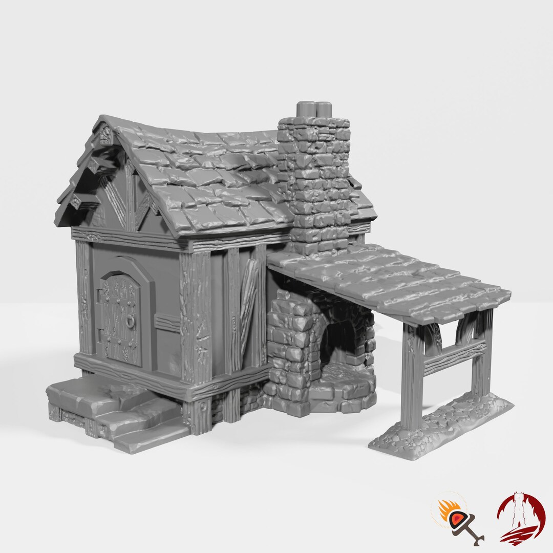 Miniature Blacksmith 15mm 28mm 32mm for D&D Terrain, Dnd Pathfinder ...