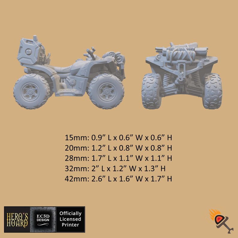 Post-apocalyptic ATV Quad Miniature for Gaslands, Wasteland Wargames ...