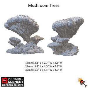 Miniature Swamp Scatter for Dnd Terrain 15mm 28mm 32mm, Mushroom Trees ...