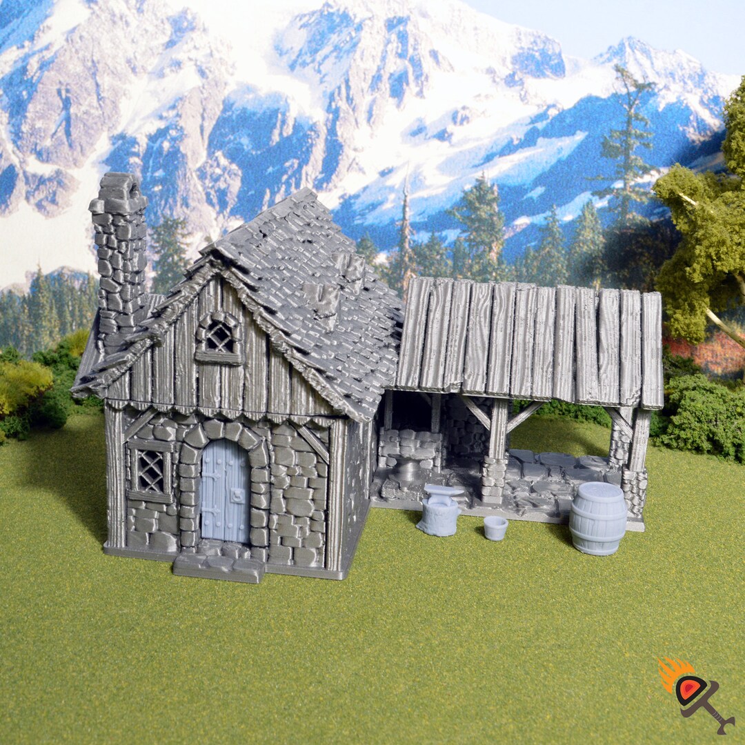 Miniature Blacksmith 28mm for D&D Terrain, Dnd Pathfinder Diorama ...