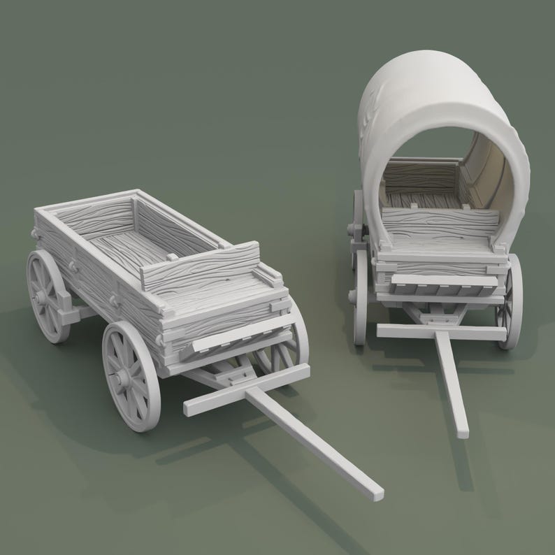 Miniature Wagons With Canopy for D&D, Pathfinder, TTRPG 15mm-42mm - Etsy