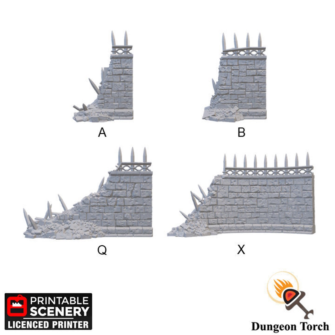 Ruined Arcanist's Stone Wall Tiles 28mmfor D&D Terrain, Modular ...