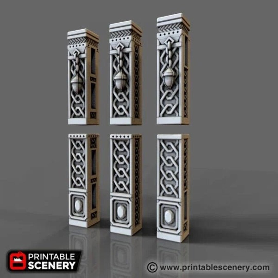 Dwarven Columns 28mm Sets of 4, Modular Openlock Building Tiles, D&D ...