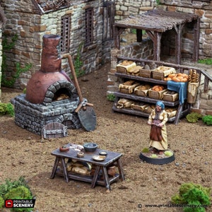 Miniature Baker and Oven 15mm 28mm 32mm for D&D Terrain, Medieval Baker ...