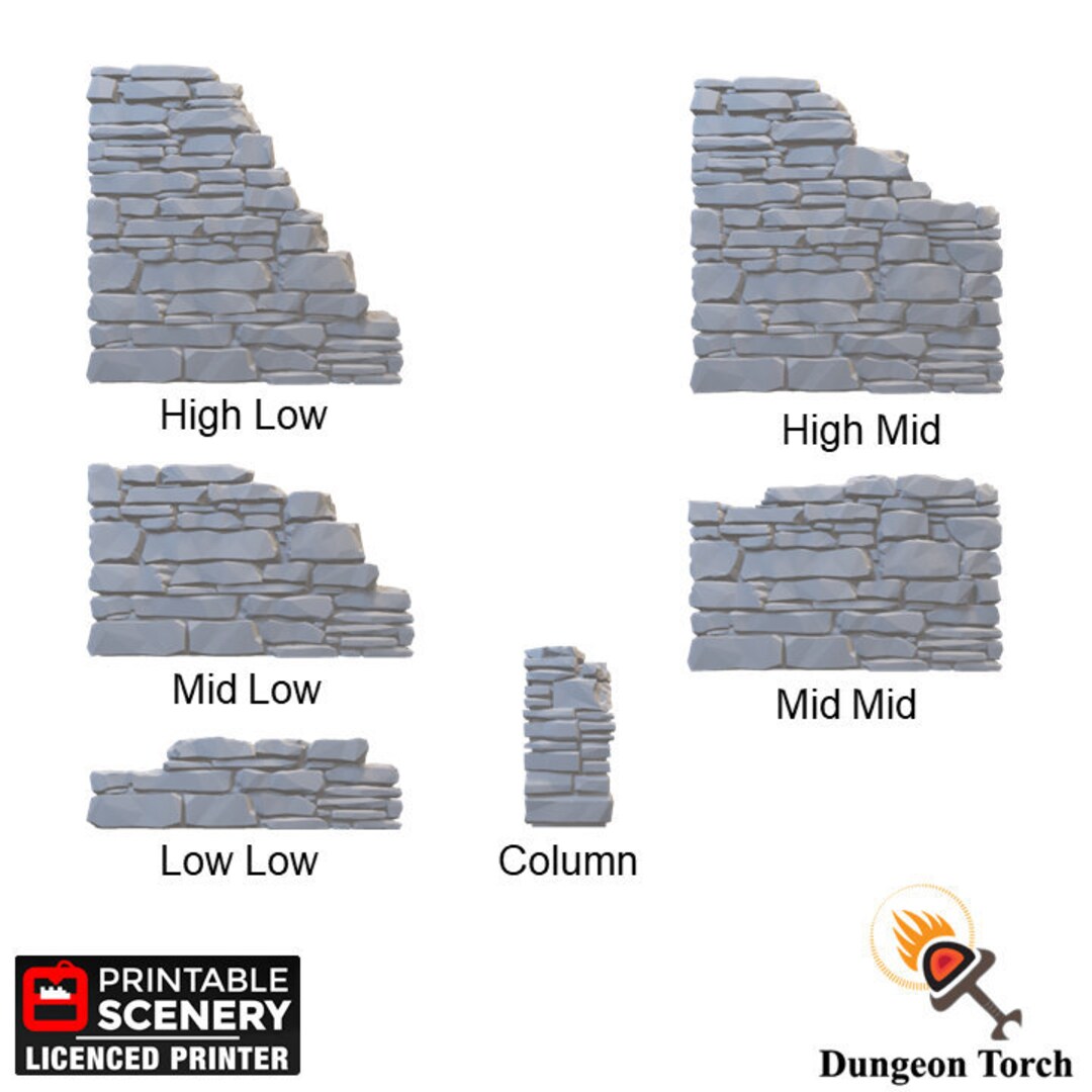 Ruined Schist Wall Tiles Straight 28mm, Modular Openlock Building Tiles ...