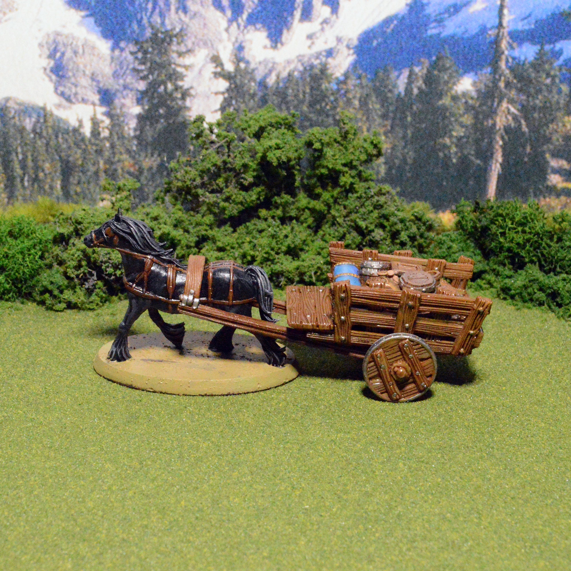 Harnessed Horse Wagon and Cargo 28mm for D&D Terrain Dnd - Etsy UK