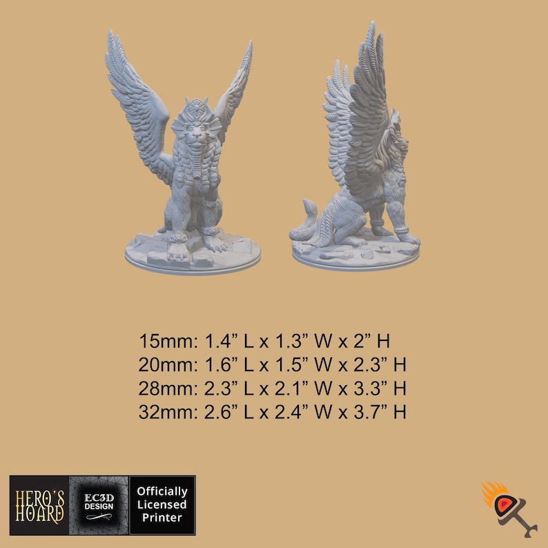 3D Printed Sphinx Miniature for D&D, TTRPG Magical Beast 15mm-32mm - Etsy