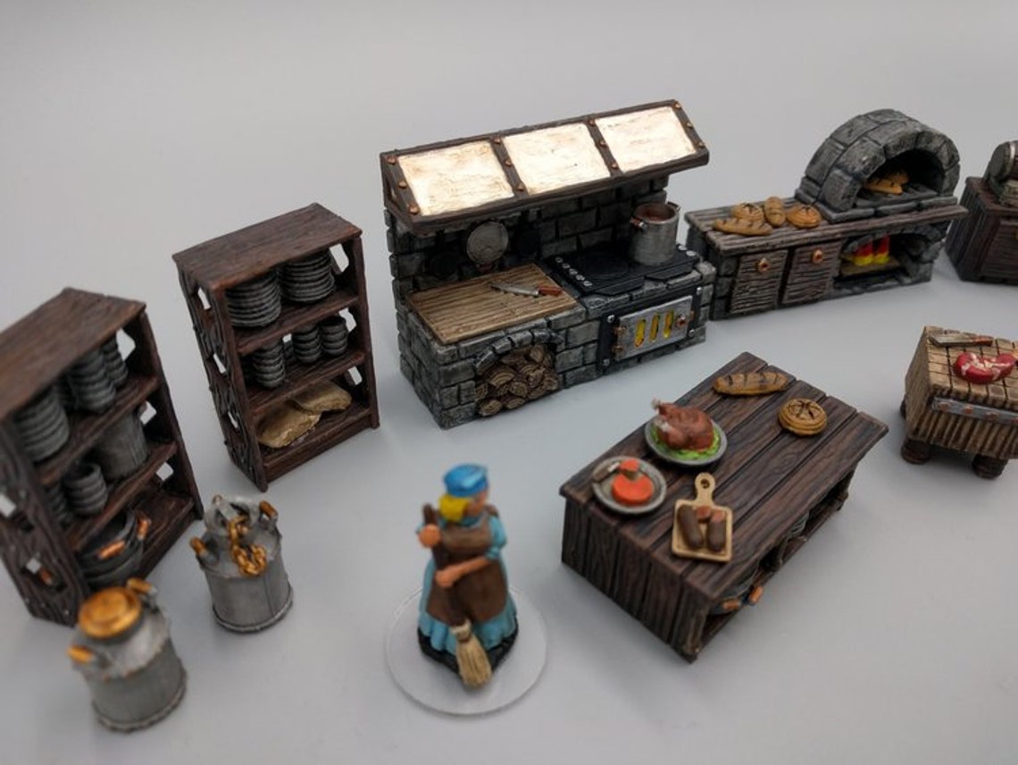 Miniature Kitchen Furniture and Food 28mm for D&D Terrain DnD - Etsy Italia