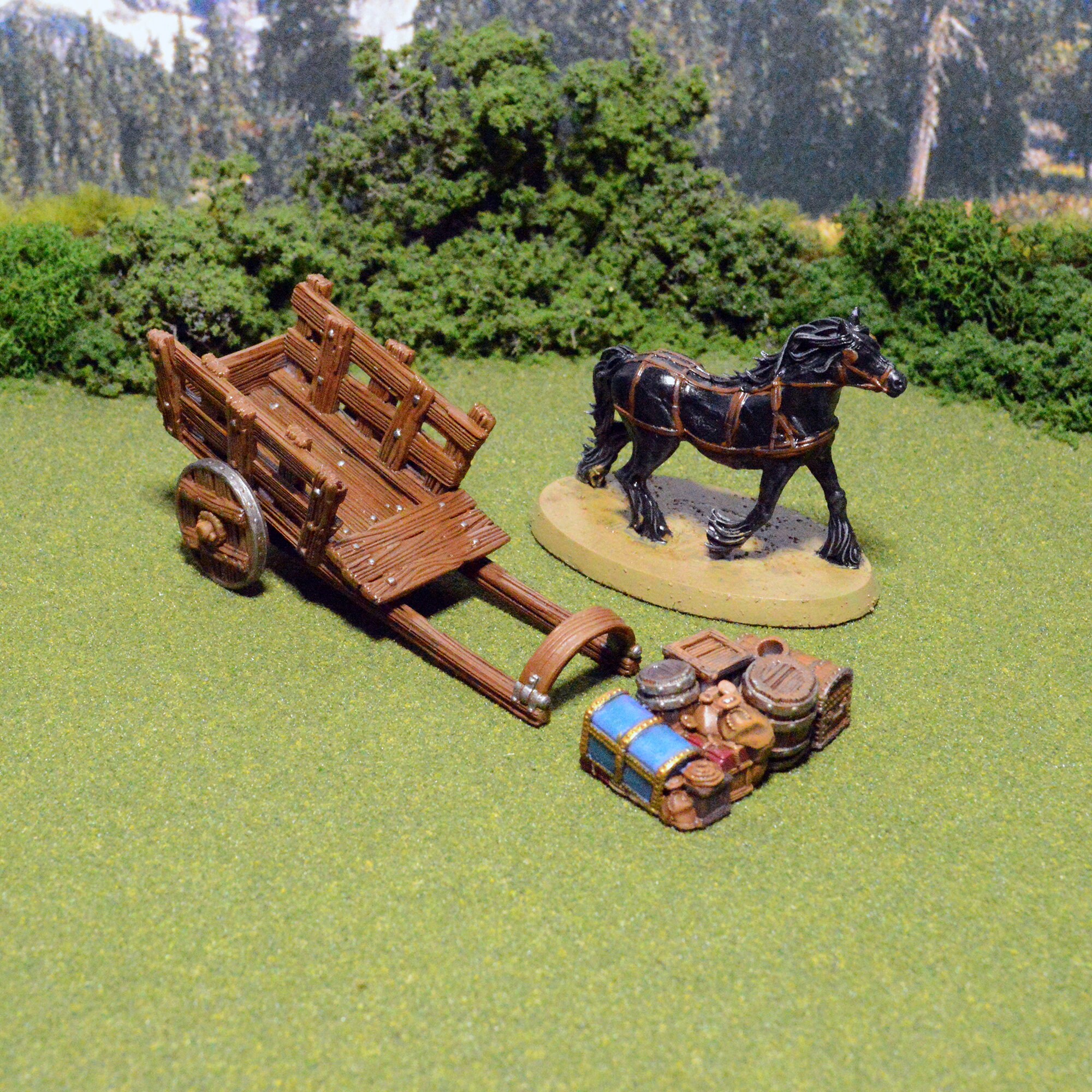 Harnessed Horse Wagon and Cargo 28mm for D&D Terrain Dnd - Etsy UK