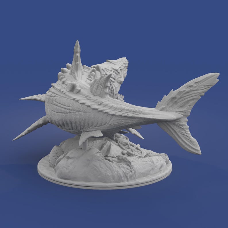 3D Printed Devil Shark Miniature for D&D, Pathfinder, TTRPG 15mm-32mm ...