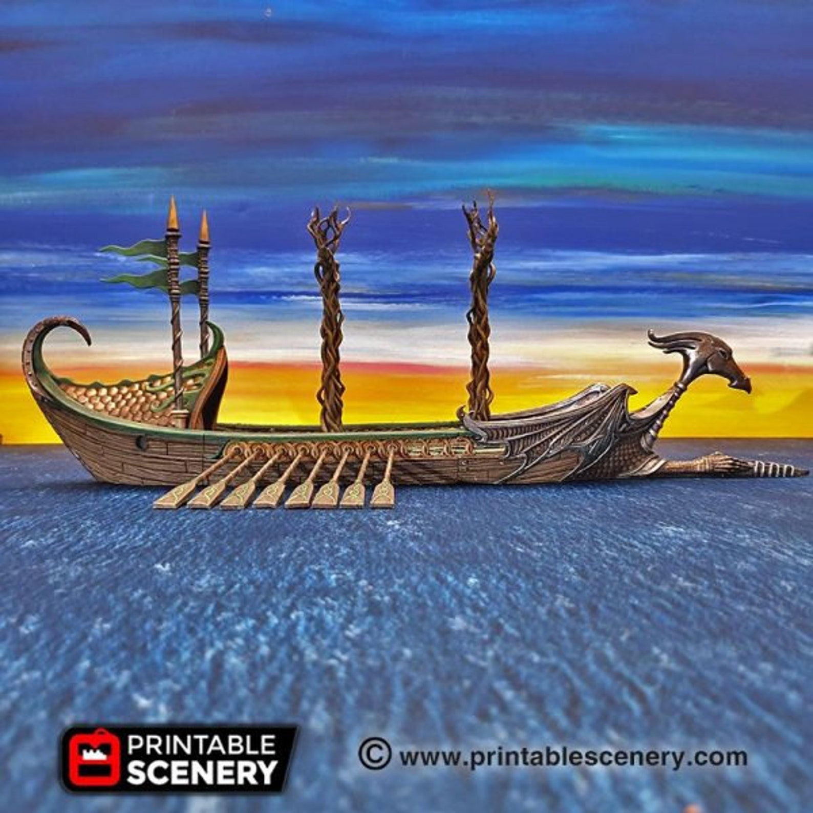 Elven Dragon Ship 28mm for D&D Terrain Dnd Pathfinder Elven - Etsy