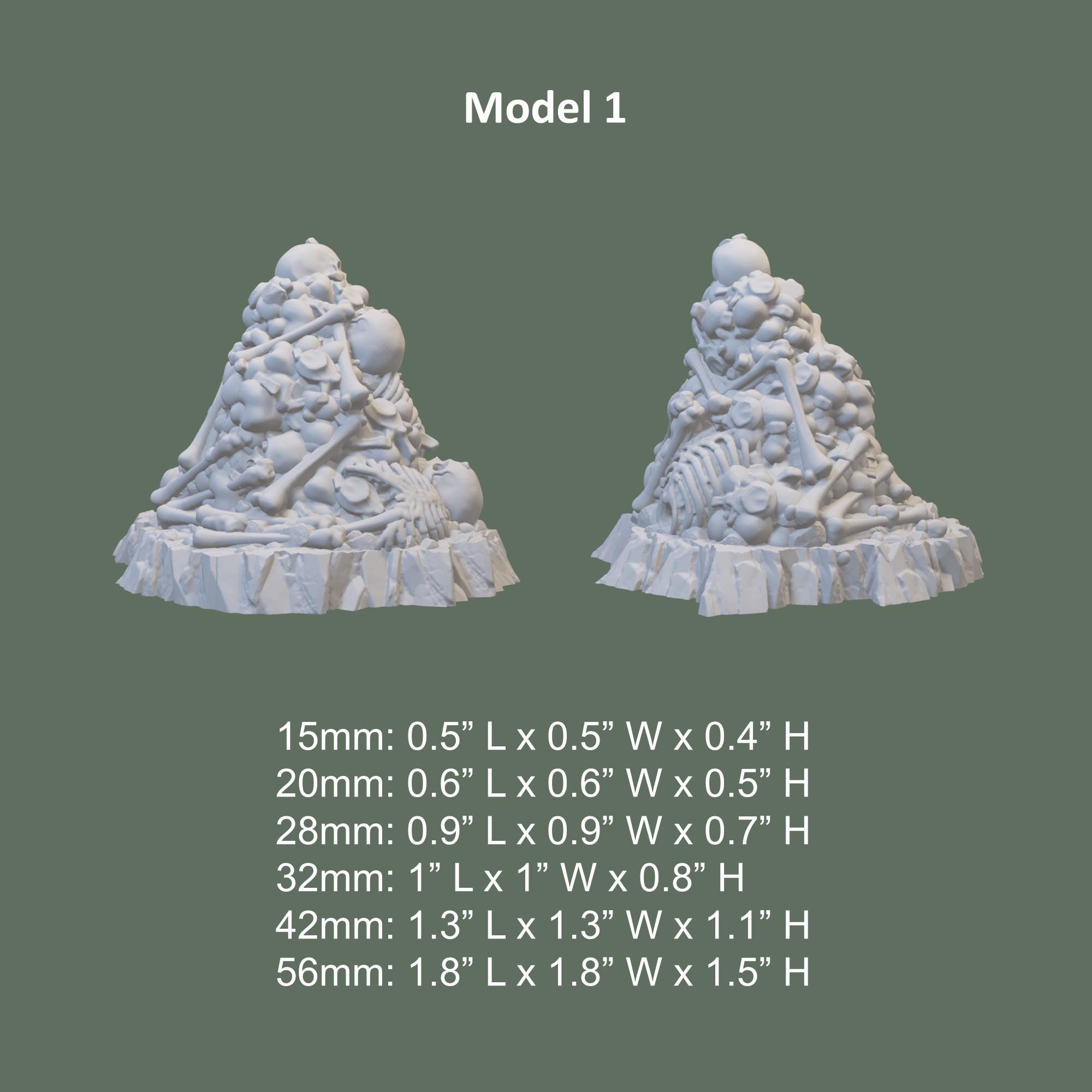 3D Printed Miniature Bone Piles for D&D, TTRPG, Fantasy Dioramas 15mm ...