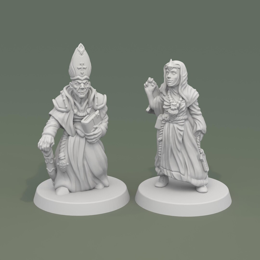 Cardinal and Nun Church Miniatures for D&D, Pathfinder, TTRPG 15mm-32mm ...