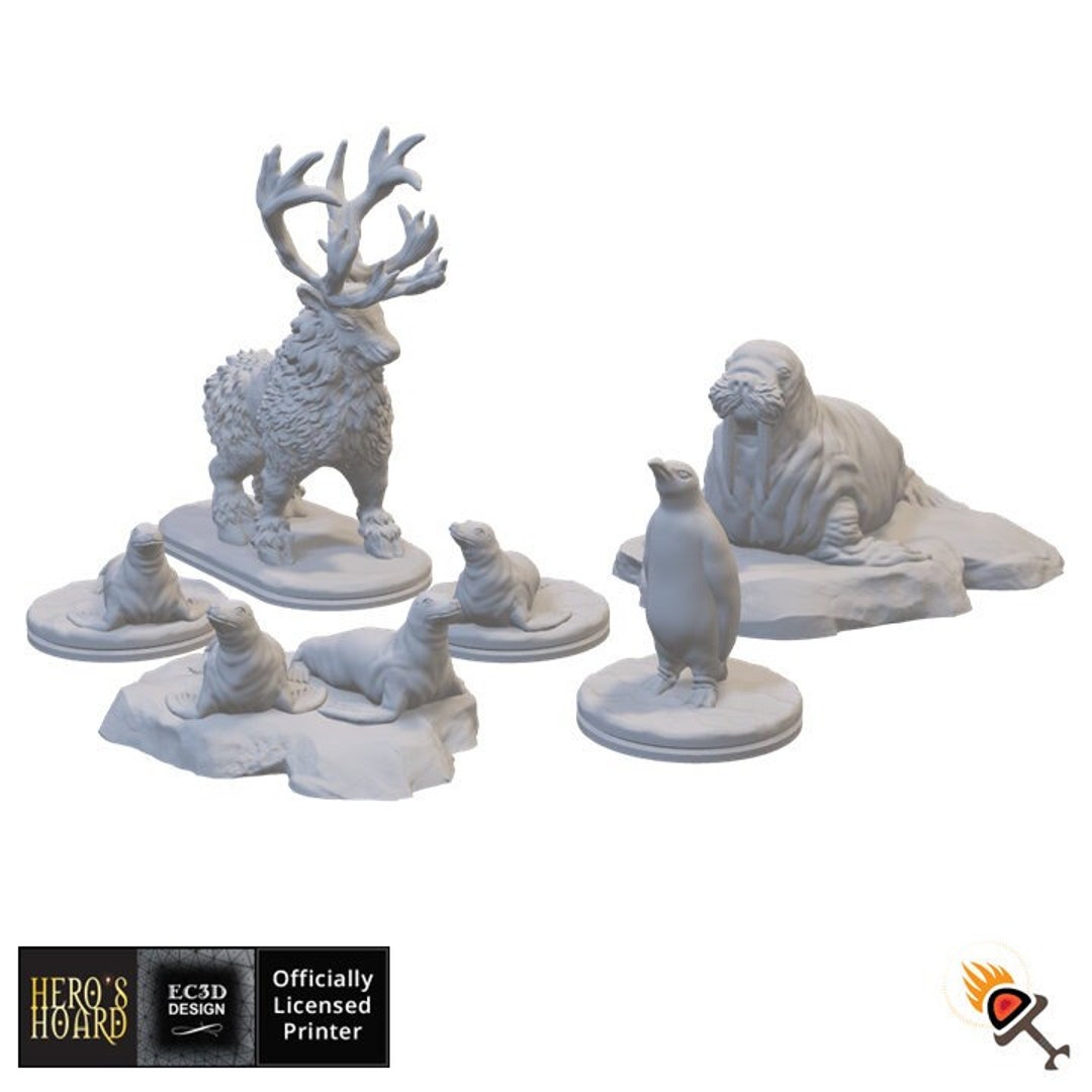 Miniature Arctic Animals - Caribou Penguin Seal Walrus 15mm 28mm 32mm ...