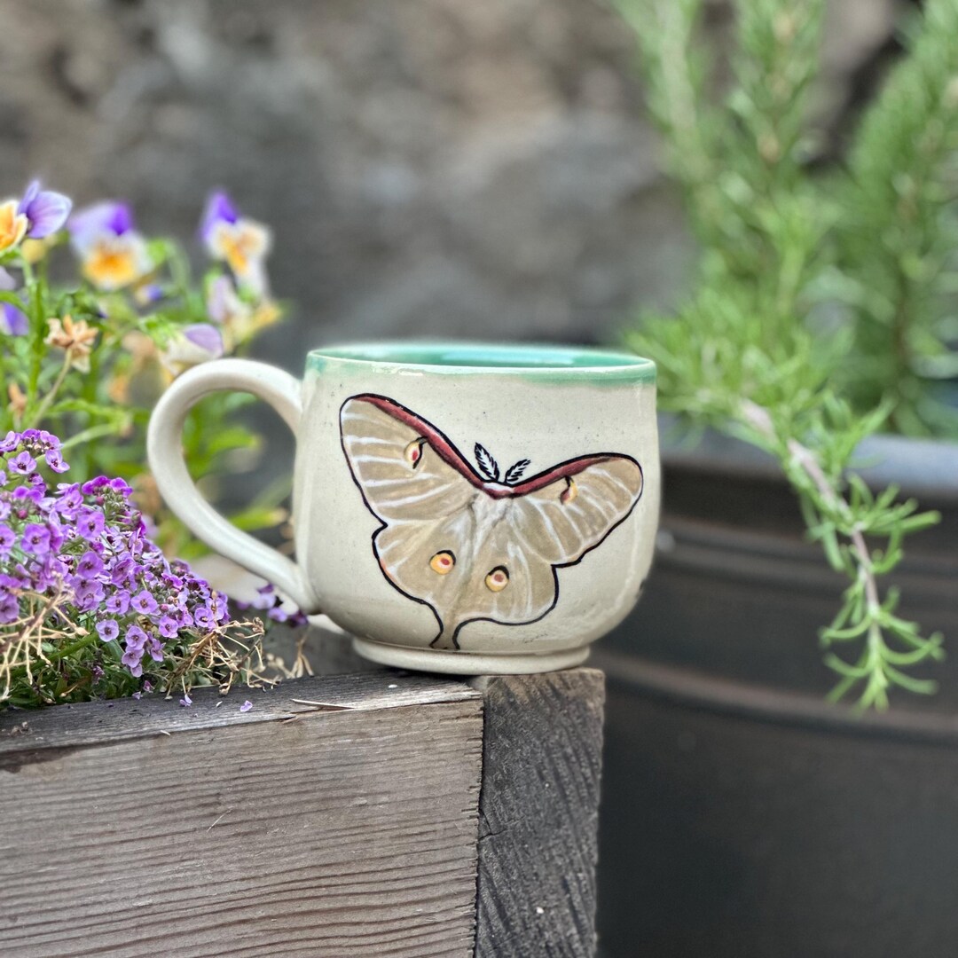 Luna Moth Mug | Hand-painted Ceramic Mug | 14 Oz. | Gifts for Her | Got ...
