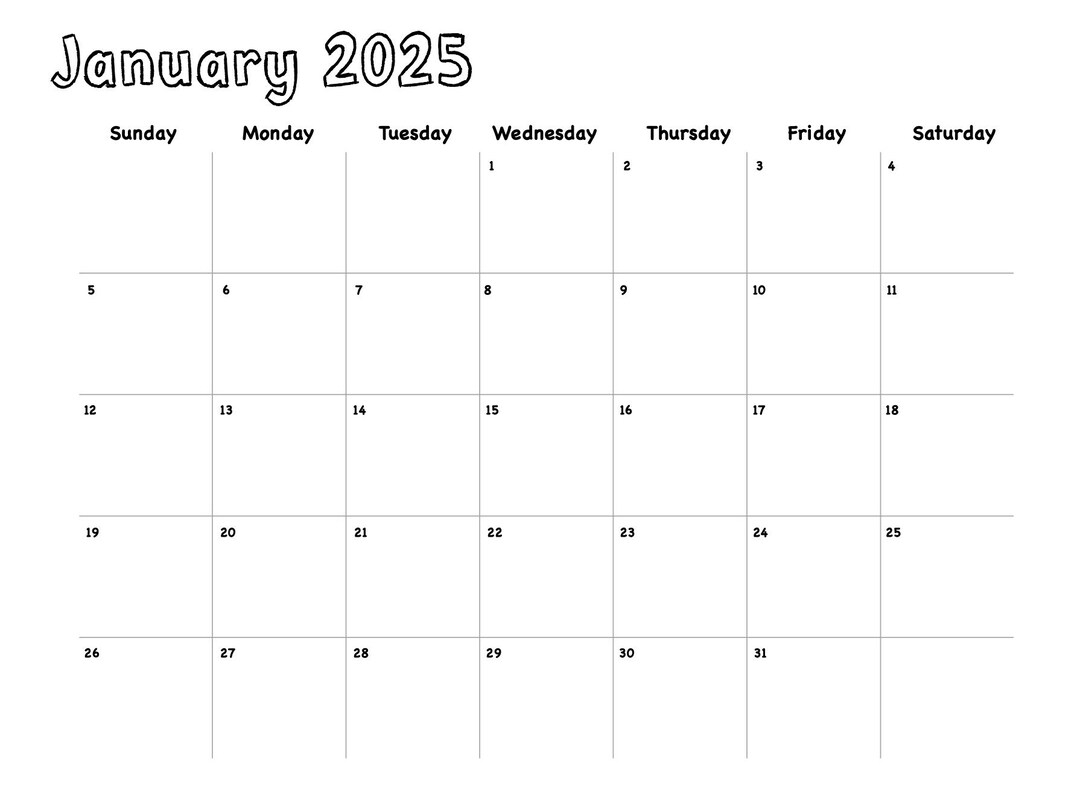 2025 Printable Chalkboard Calendar – Fun & Whimsical Design, Horizontal ...