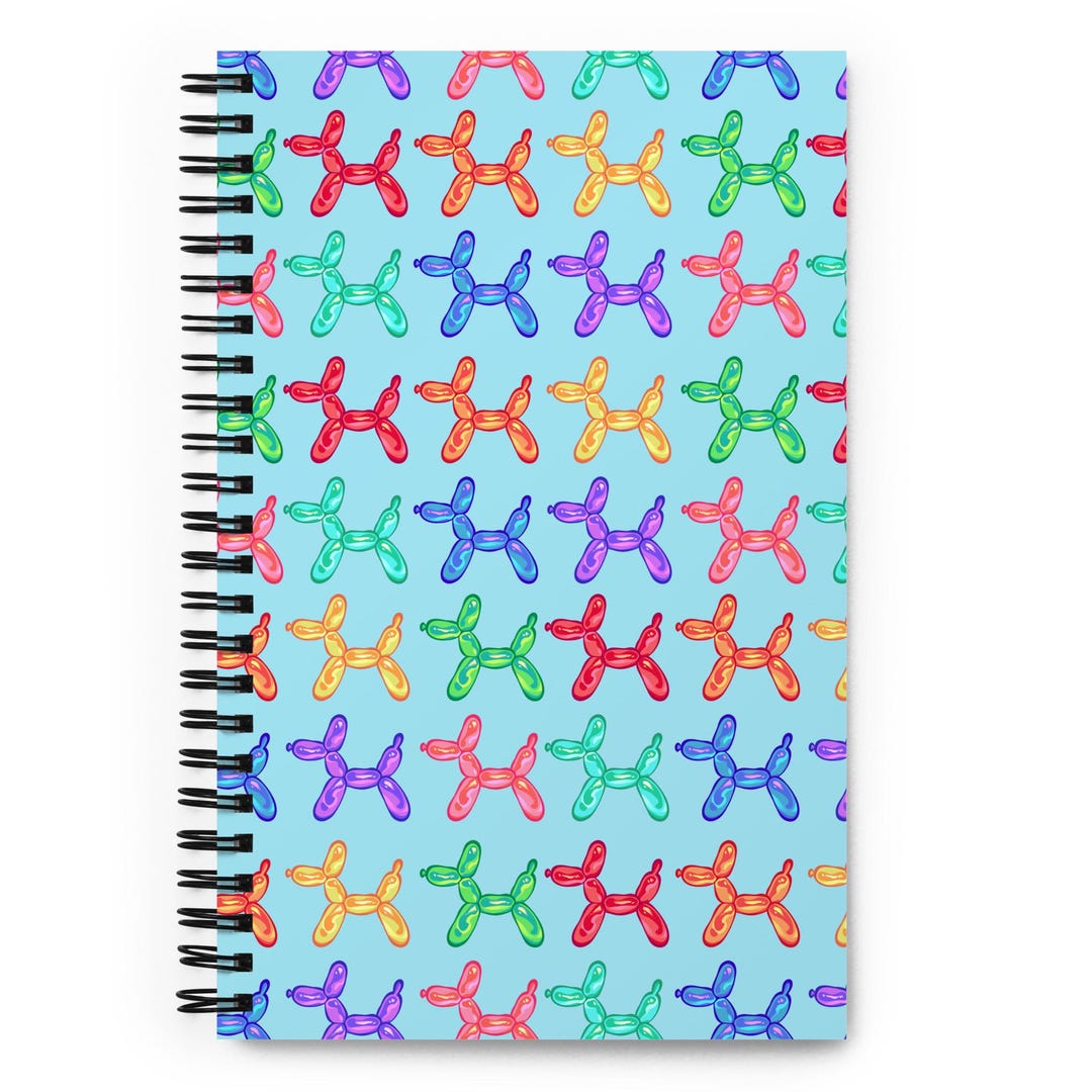Balloon Dog Pattern Spiral Notebook | Cute Dotted Patterned Notebook ...