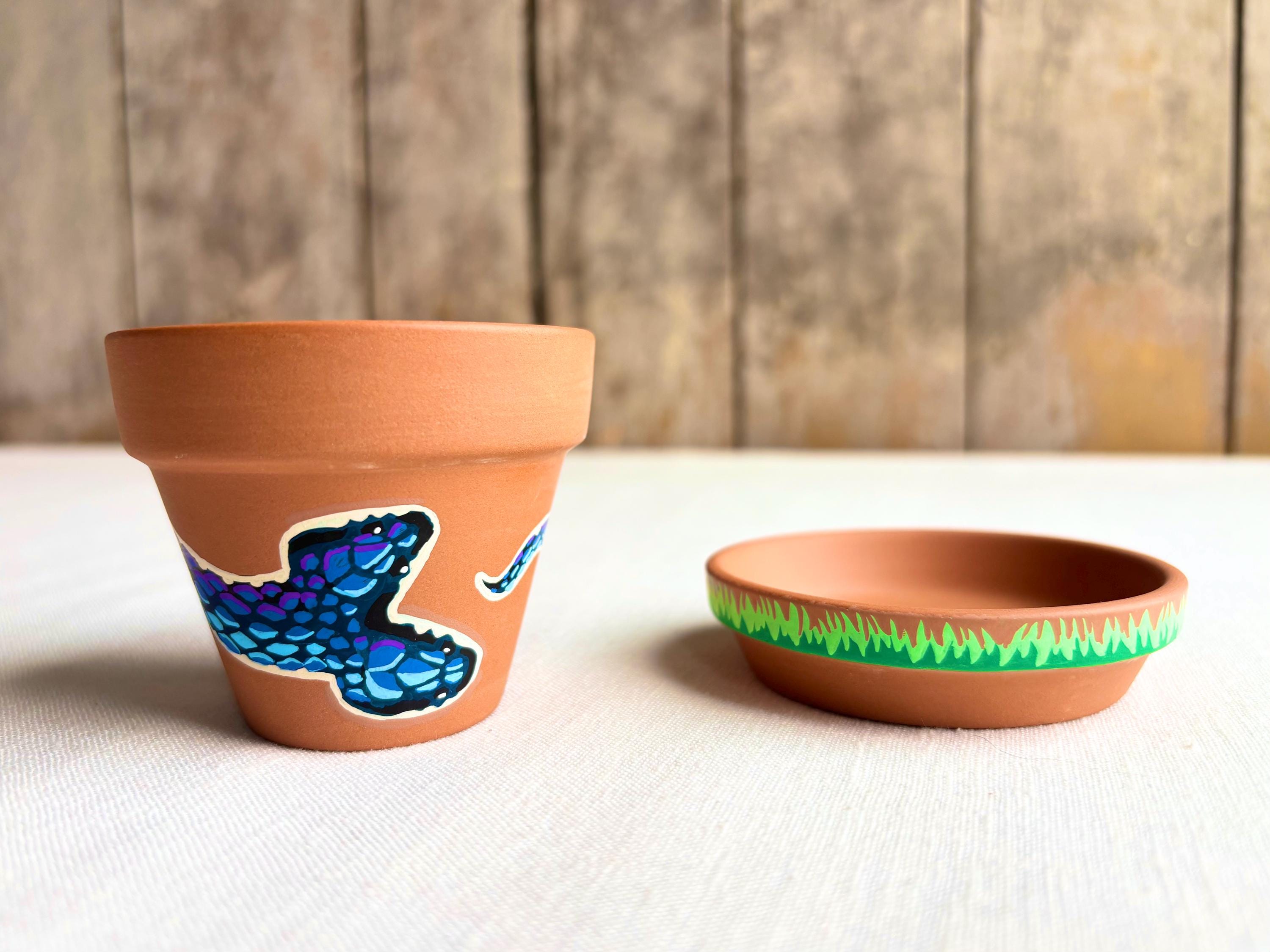 Two-headed Snake Planter | Hand-painted Terracotta Planter, Small ...