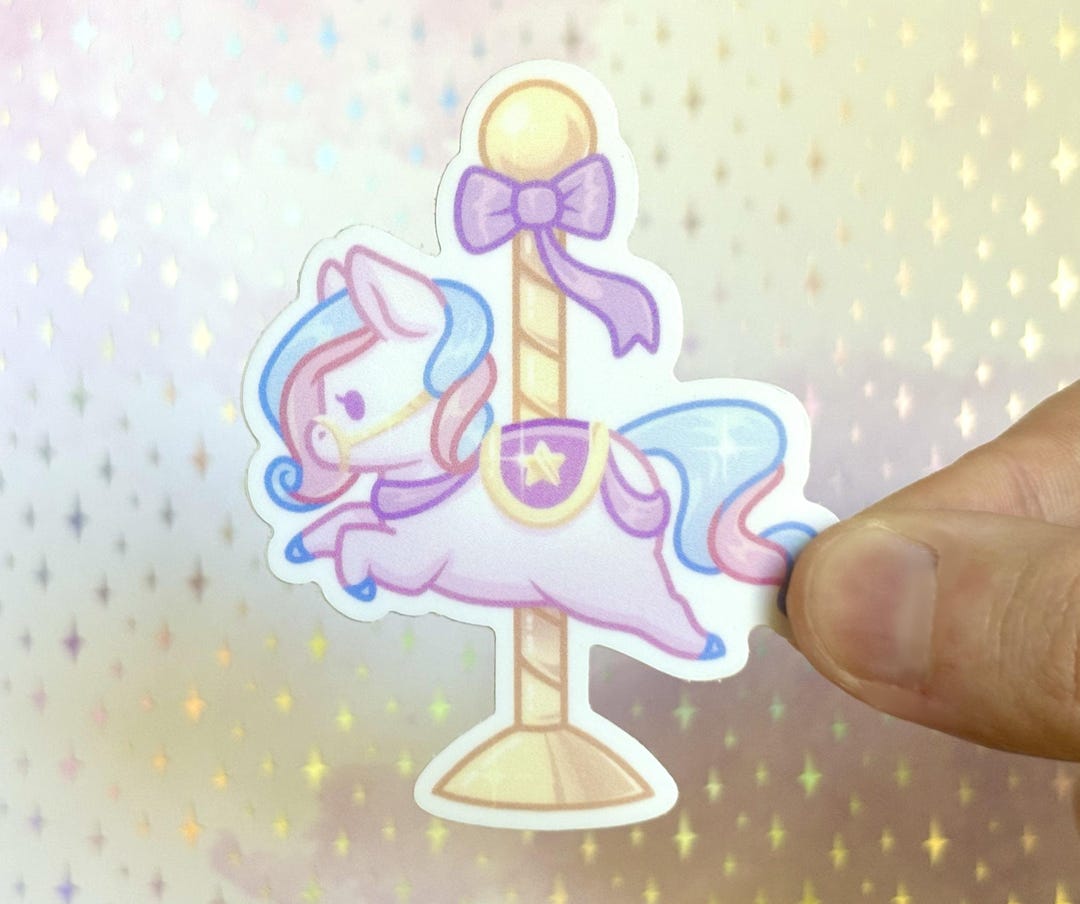 Carousel Horse Sticker | Cute Pastel Carnival Sticker, Large Vinyl ...