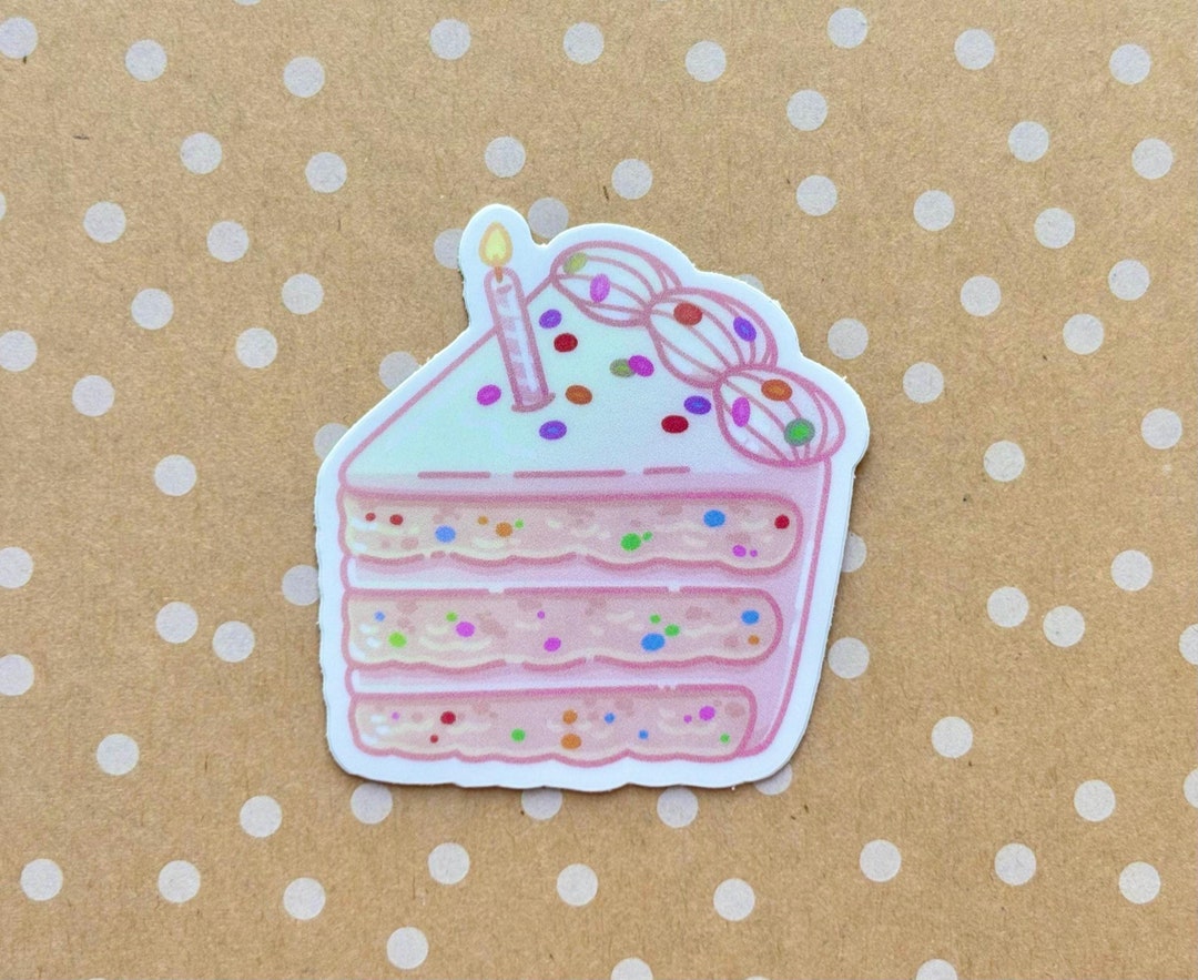 Confetti Cake Sticker | Birthday Cake Slice Sticker, Birthday Dessert ...