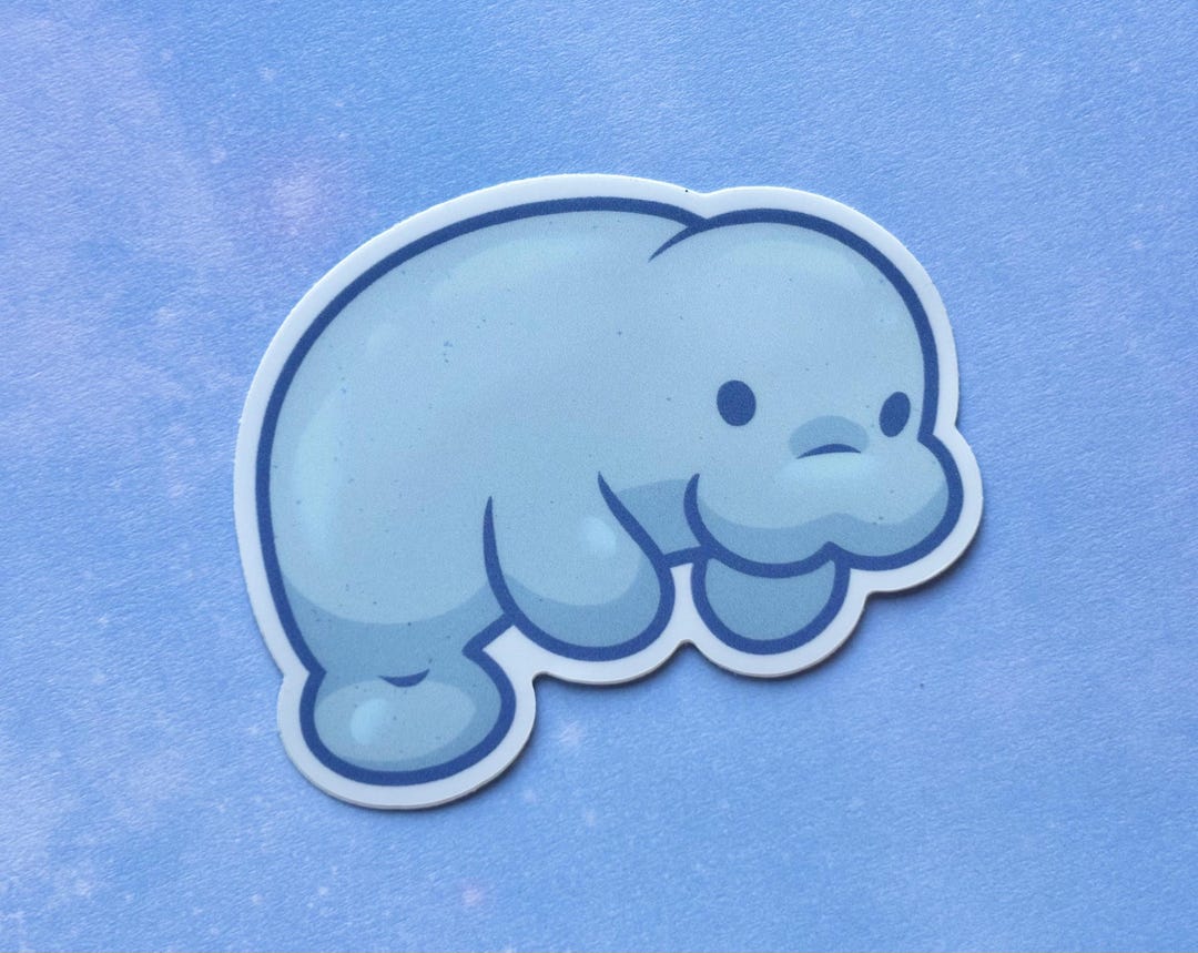 Manatee Sticker | Cute Chibi Manatee Sticker, Large Vinyl Matte Animal ...