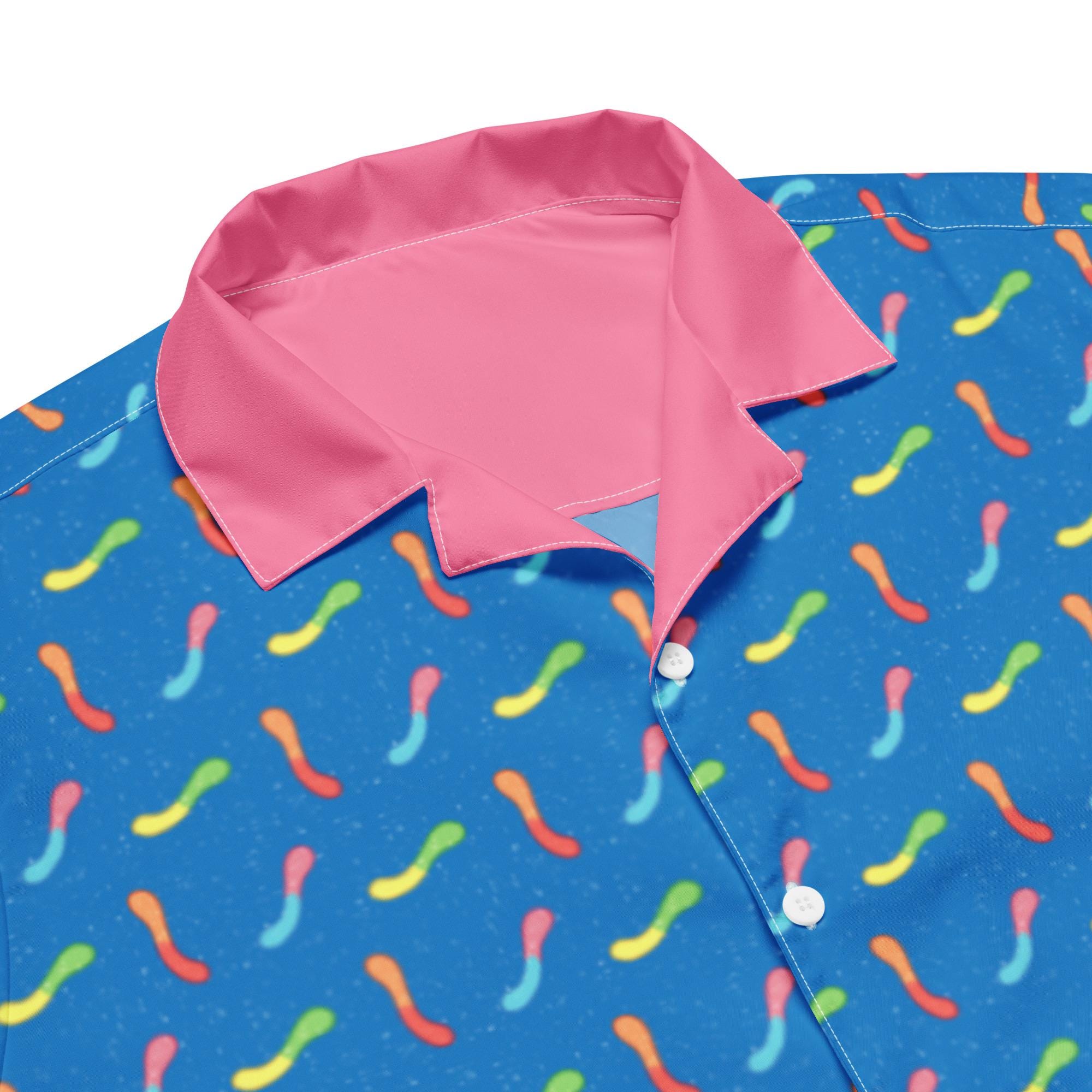Gummy Worm Unisex Button Shirt | Fun Patterned Button Down Shirt ...