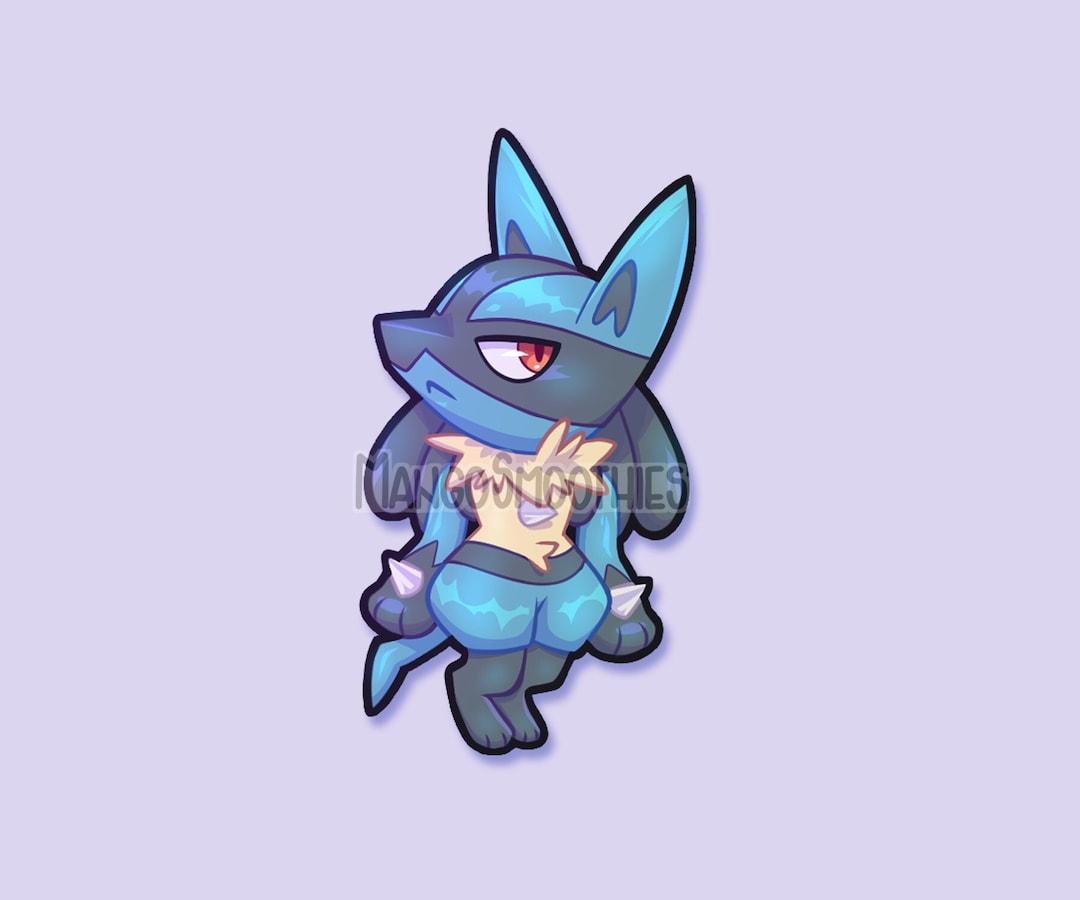 Lucario Sticker. Cute Chibi Pokemon Inspired Sticker, Large Vinyl Matte ...