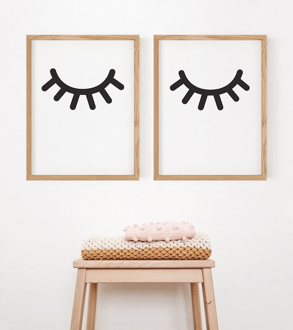 Eyelash Artwork Set of 2 Nursery Eyelash Wall Art Nursery | Etsy