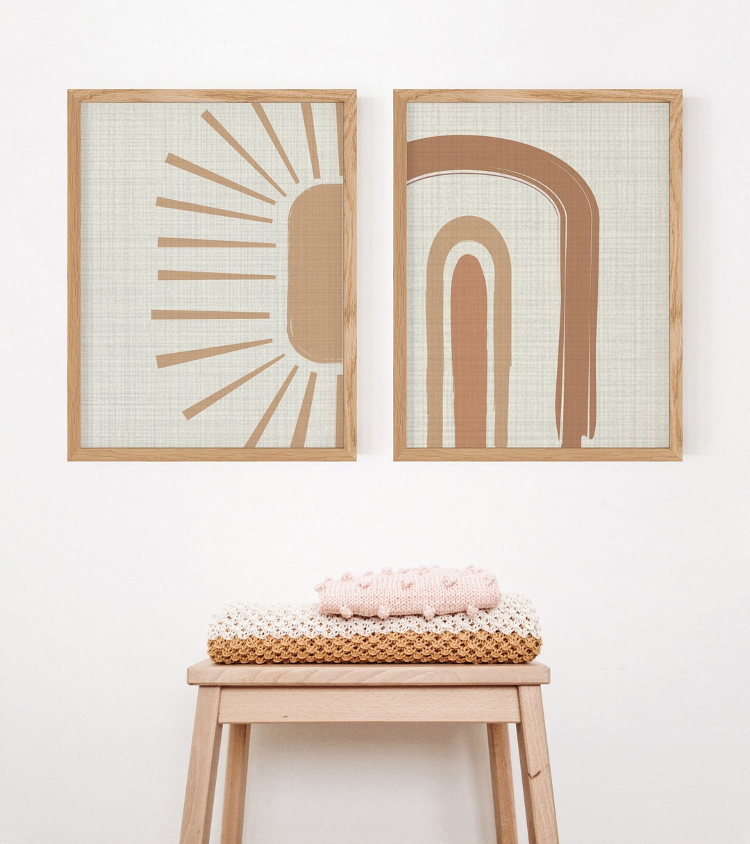 Sunshine and Rainbow Set of 2 Nursery Prints, Nursery Wall Art, Rainbow ...