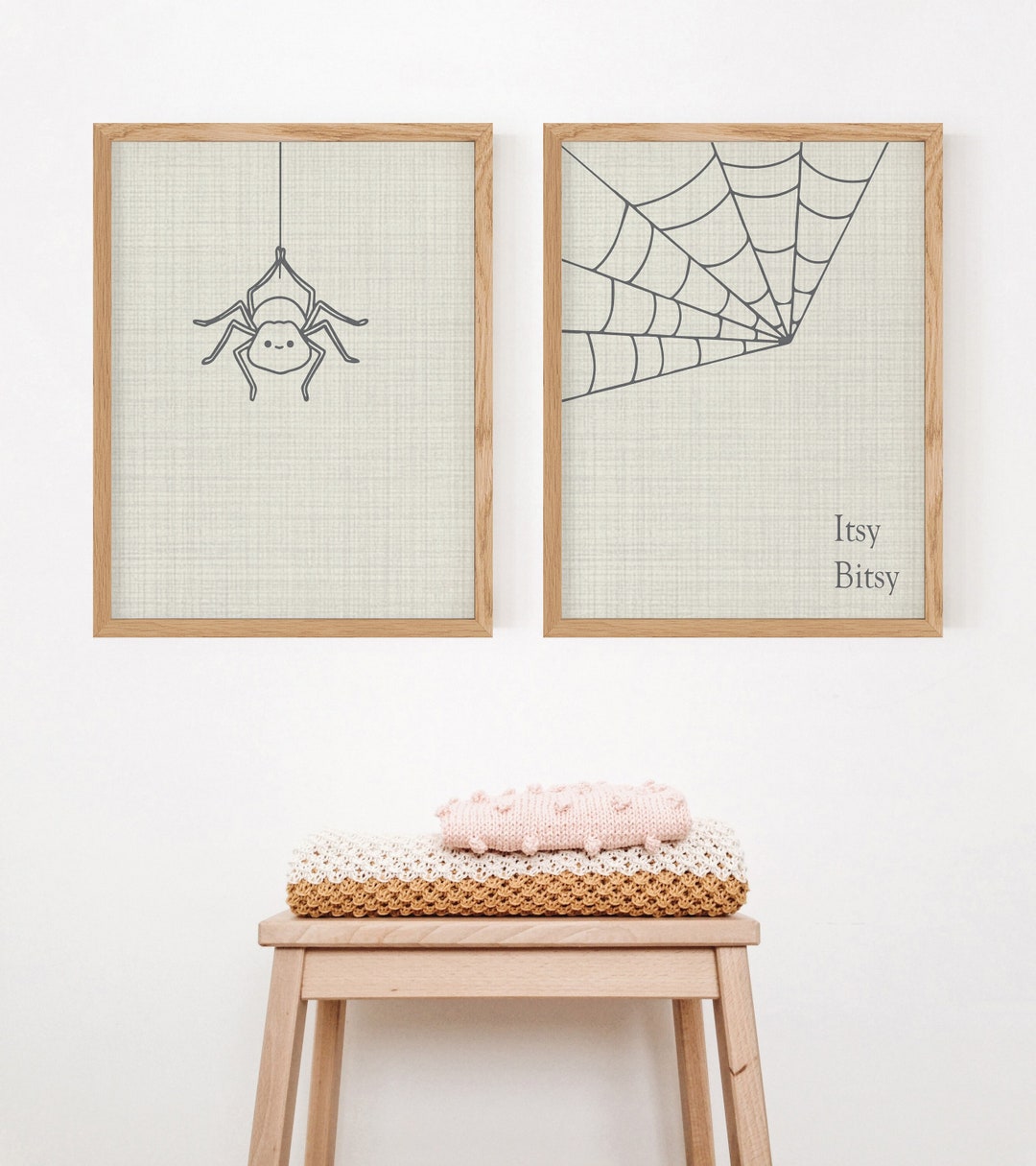 Itsy Bitsy Spider Nursery Wall Art Set of 2, Nursery Artwork, Spider ...