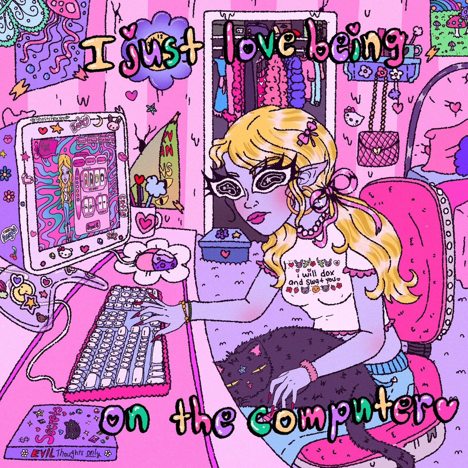 I Love Computer - Illustration Print - Etsy