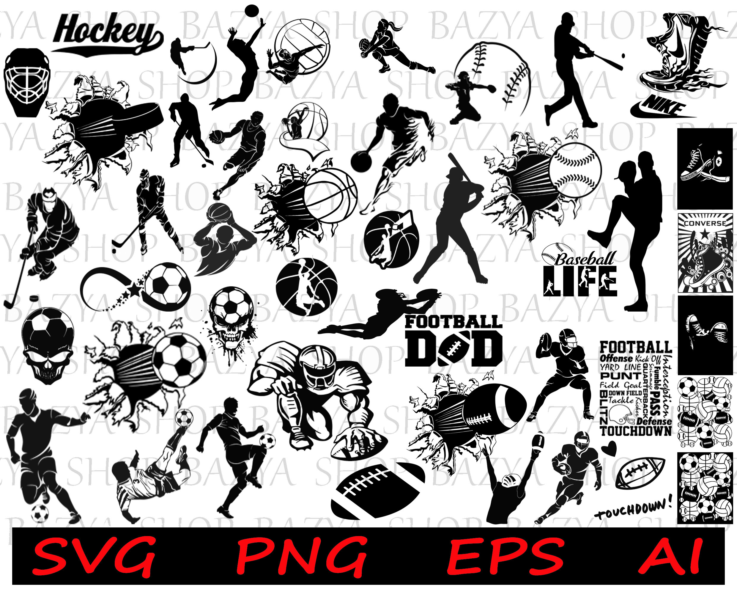 Béisbol Svg Pelotas deportivas svg Bolas svg Paquete de pelotas ...