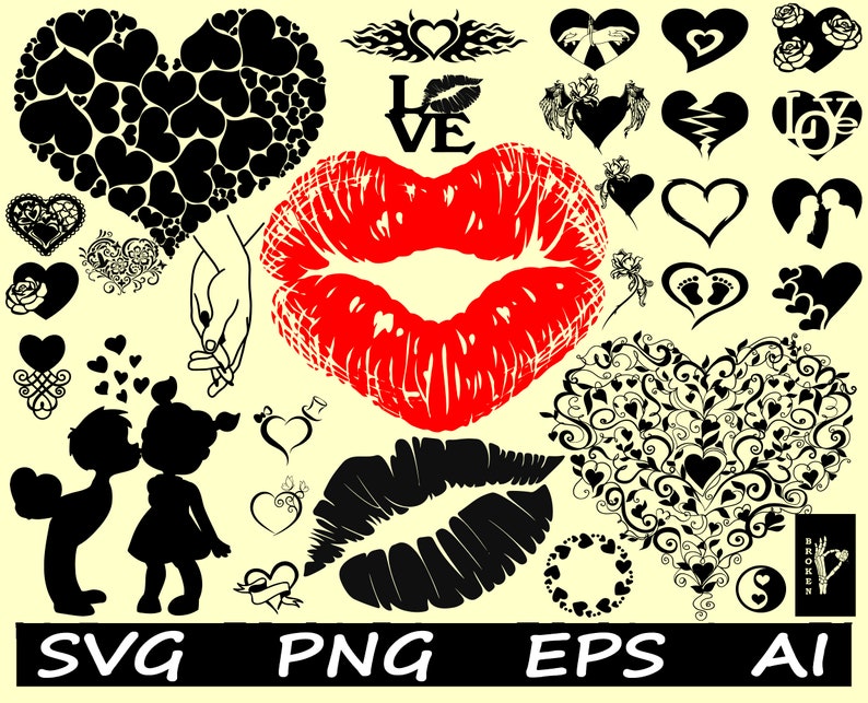 Heart SVG Bundle Png Hearts Clipart - Etsy