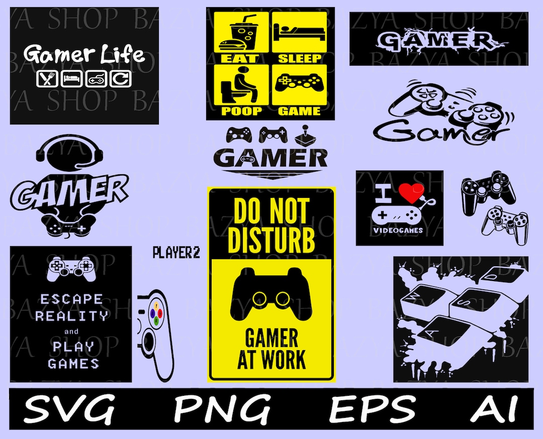 Digital Cut Files Gaming Gamer Bundle Svg,eat Sleep Game Repeat SVG ...