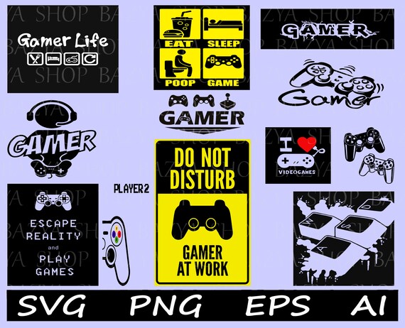 Digital Cut Files Gaming Gamer Bundle Svgeat Sleep Game | Etsy