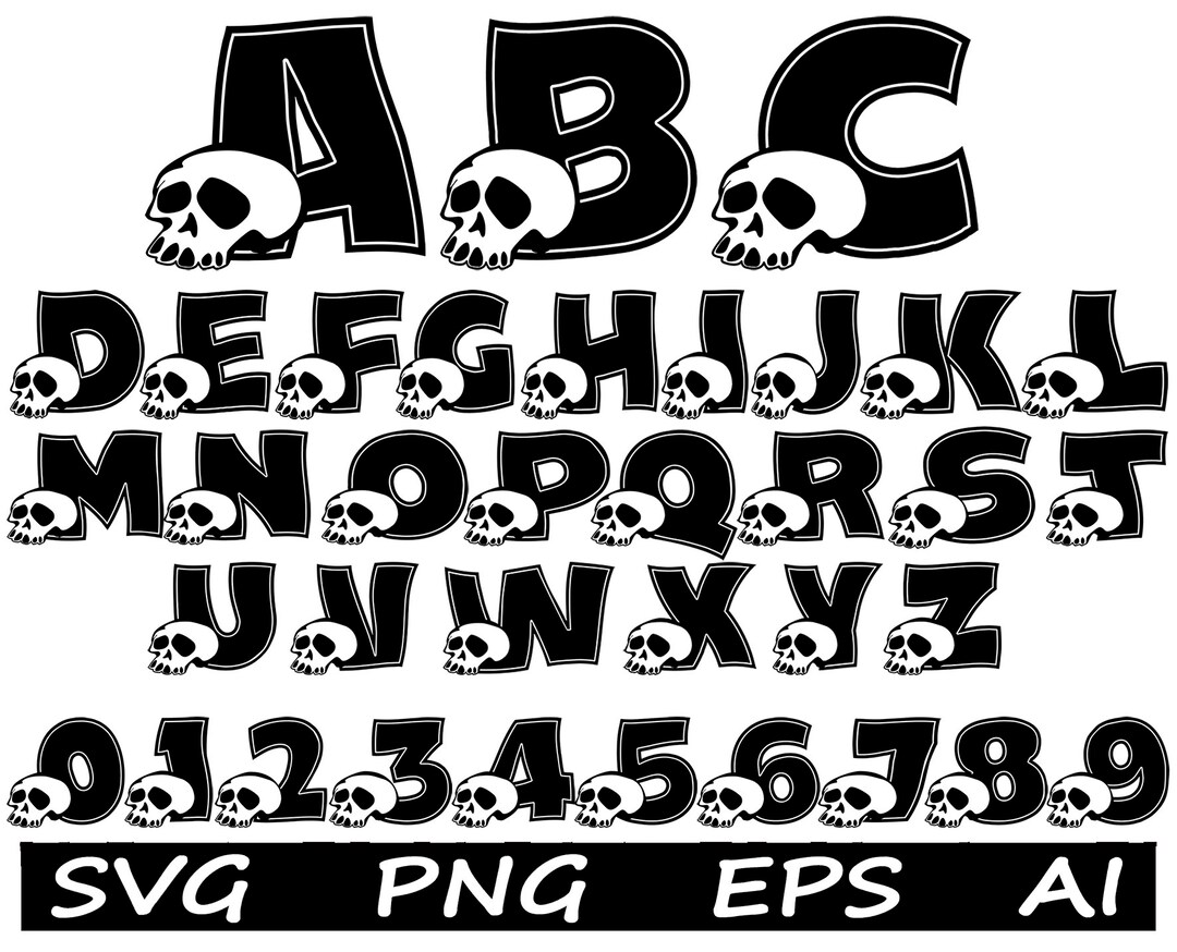 Letters With a Skull Halloween Fonts Svg Font Bundle Crafting Fonts ...