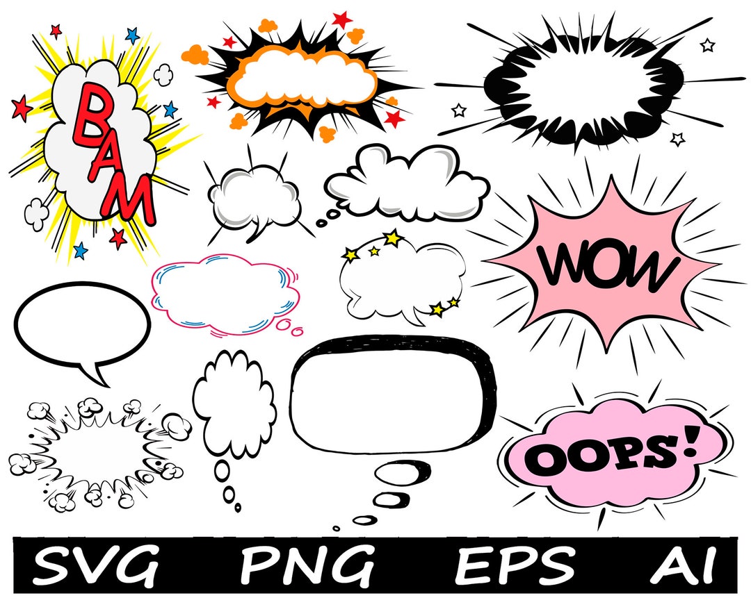 Comic Text Clipart Superhero Clipart Graphic Comic Bubbles Svg Vector ...