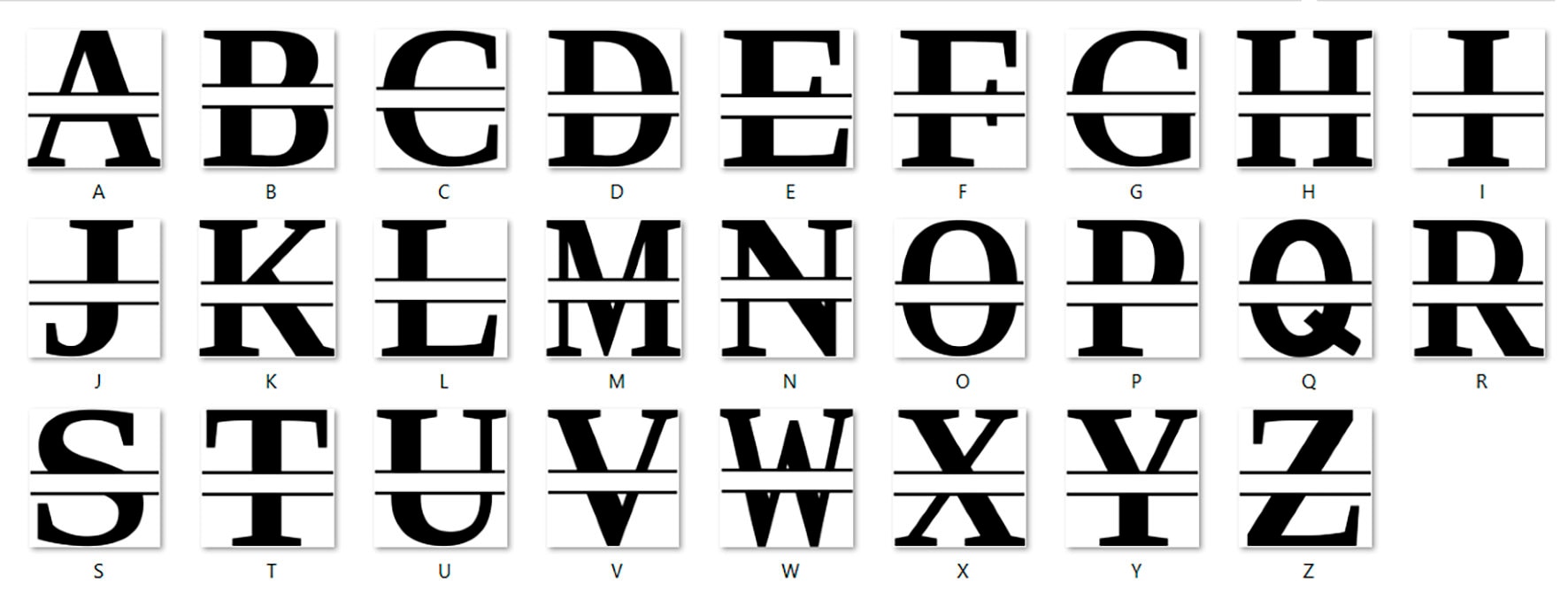 Split Letter Monogram Fonts | Split Monogram Alphabet SVG | PNG | Split ...