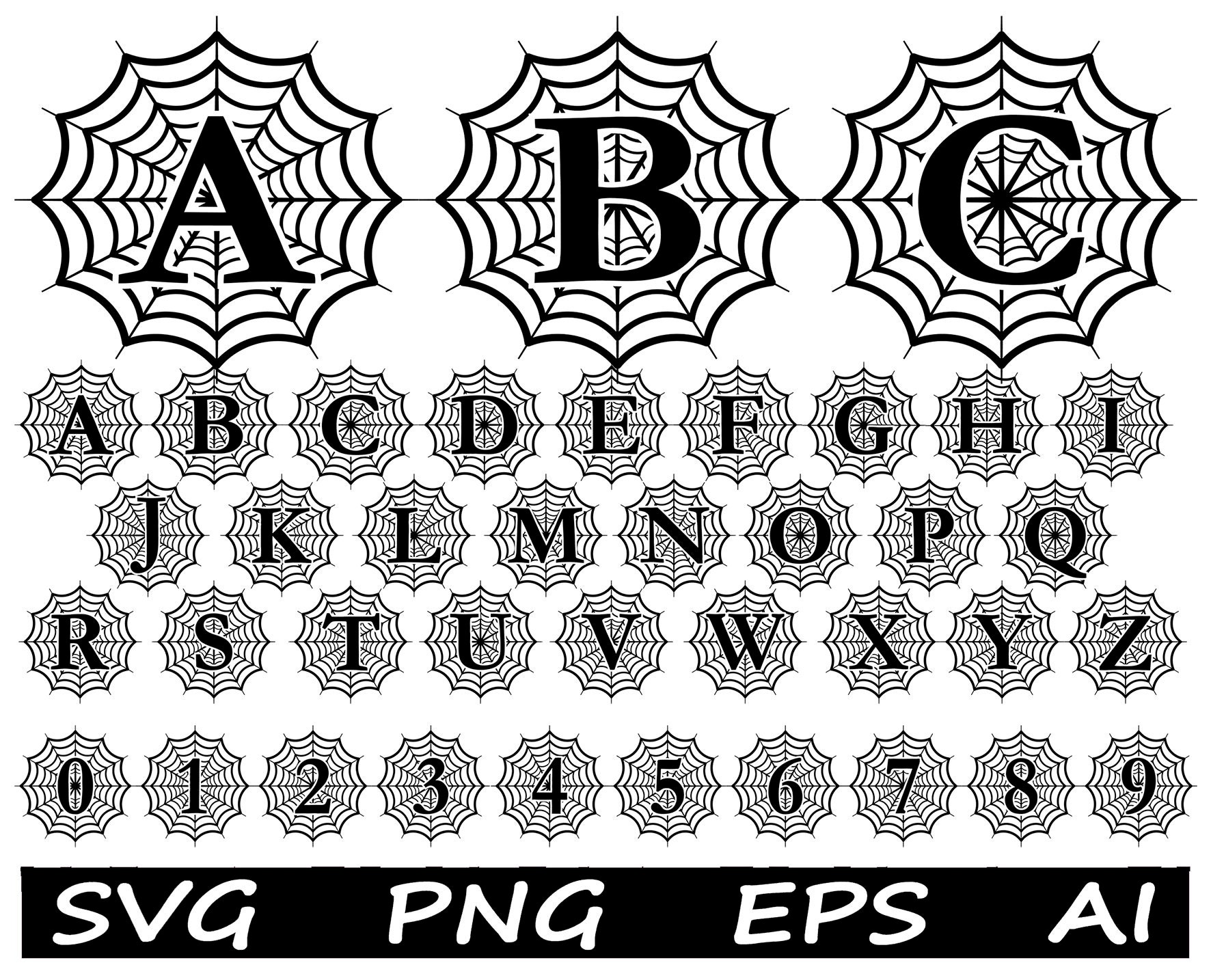 SPIDER Alphabet SVG, Web Alphabet Svg ,files for Cricut, Spider ...