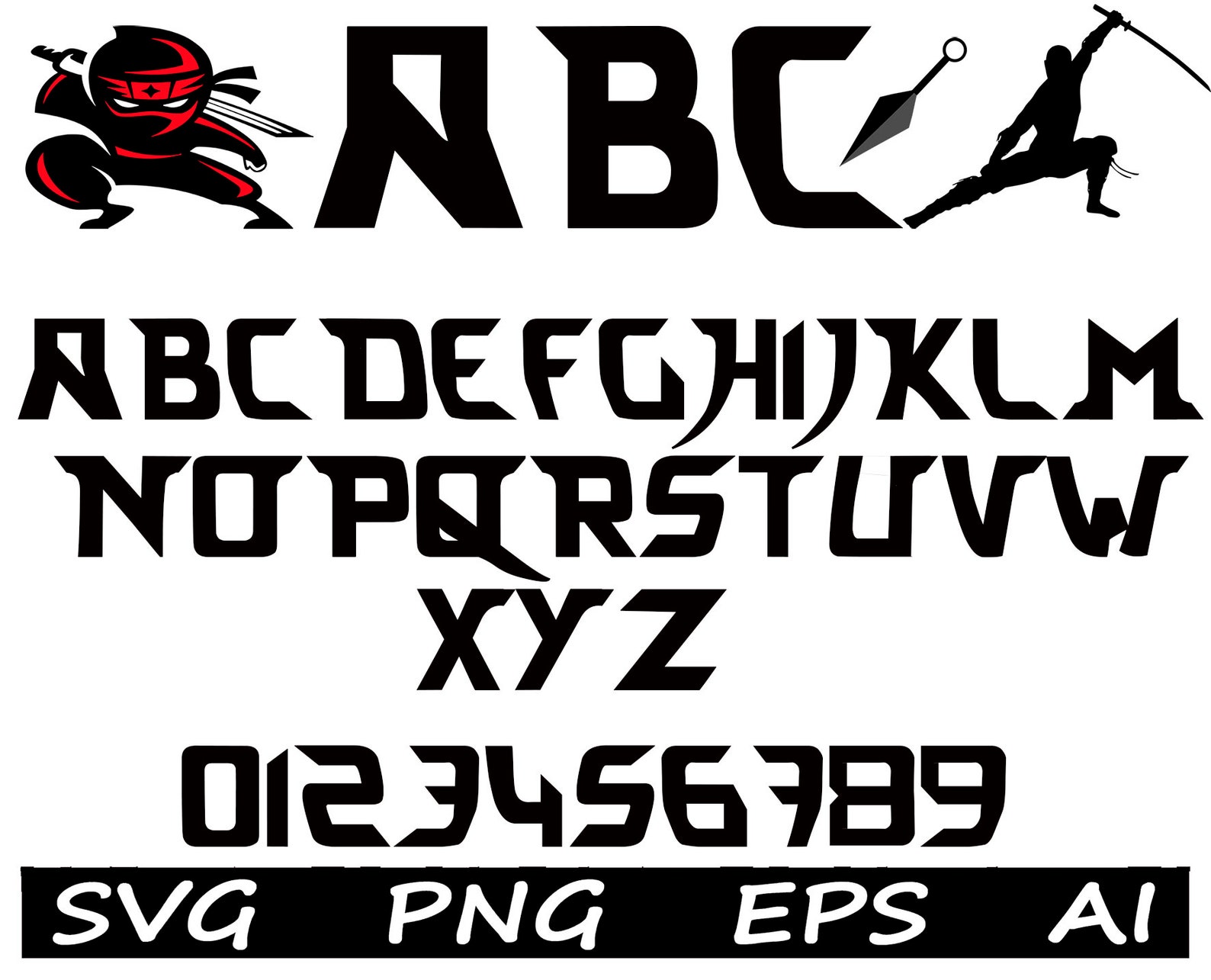 Ninja Font Svg Karate Font Svg Yfonts Svg for Cricut Ninja Cut File ...