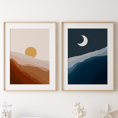 Terracotta Landscape Set of 2 Abstract Wall Art Nordic Art - Etsy