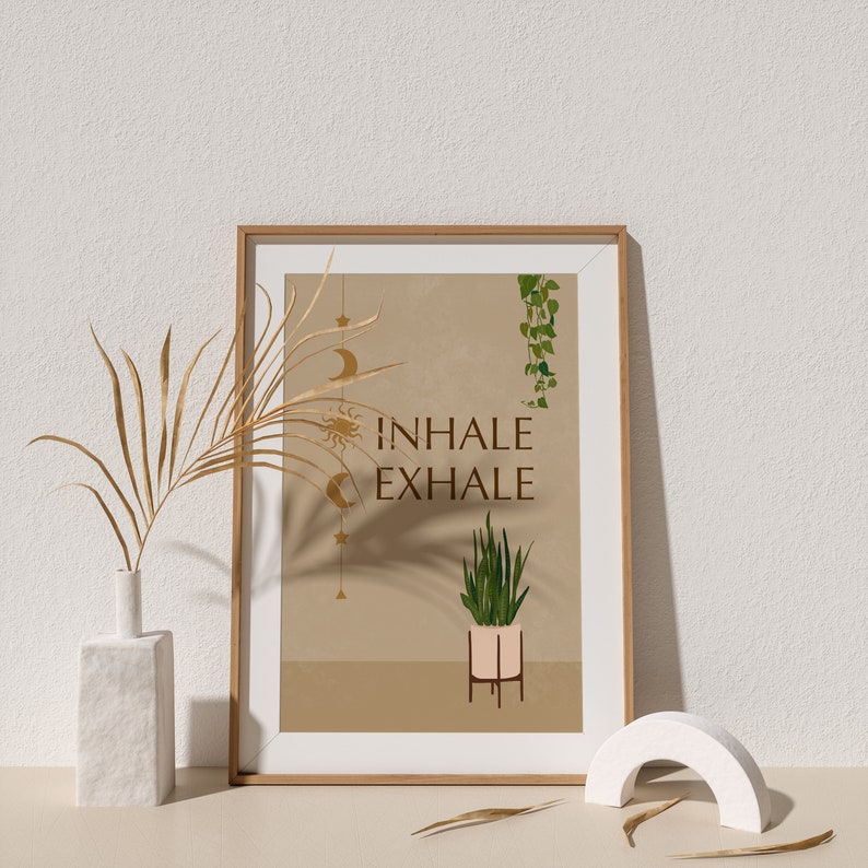 Inhale Exhale Print Yoga Print Bedroom Wall Art Boho Quote | Etsy